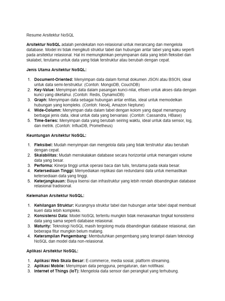 Resume Arsitektur NoSQL | PDF
