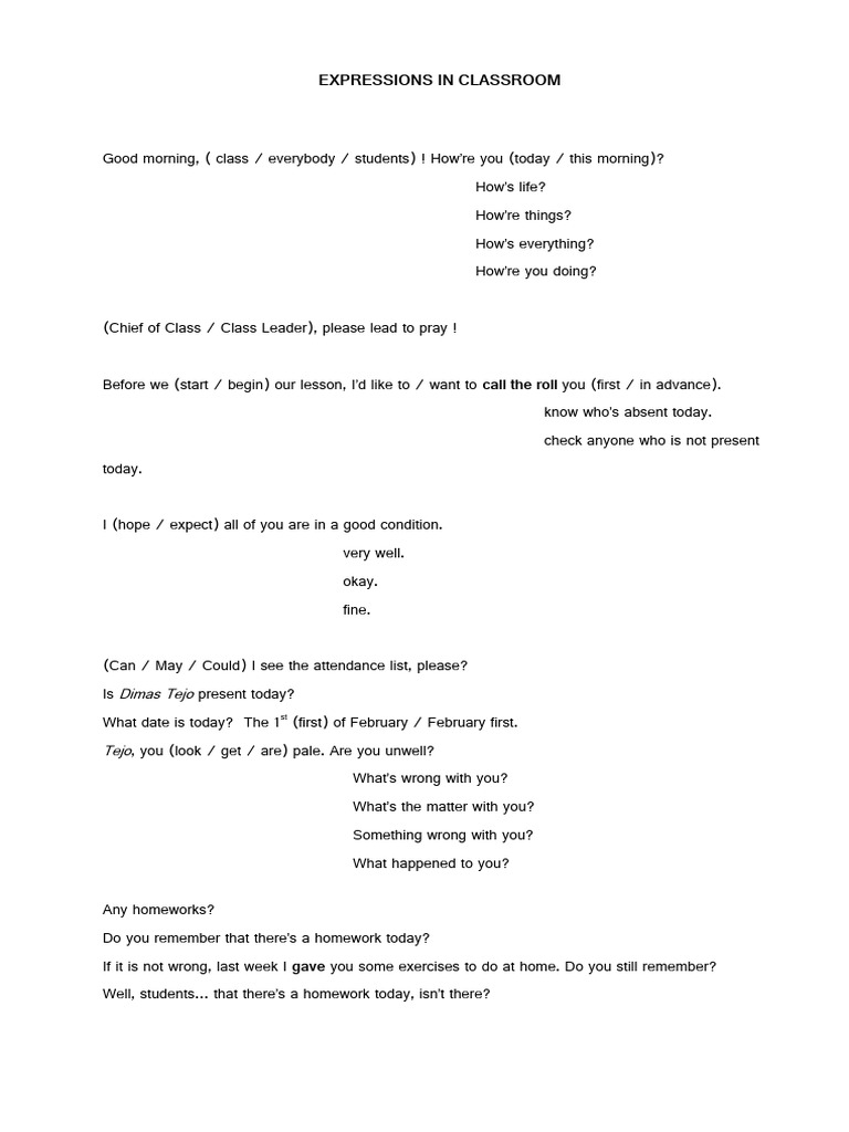 Expressions in Classroom | PDF