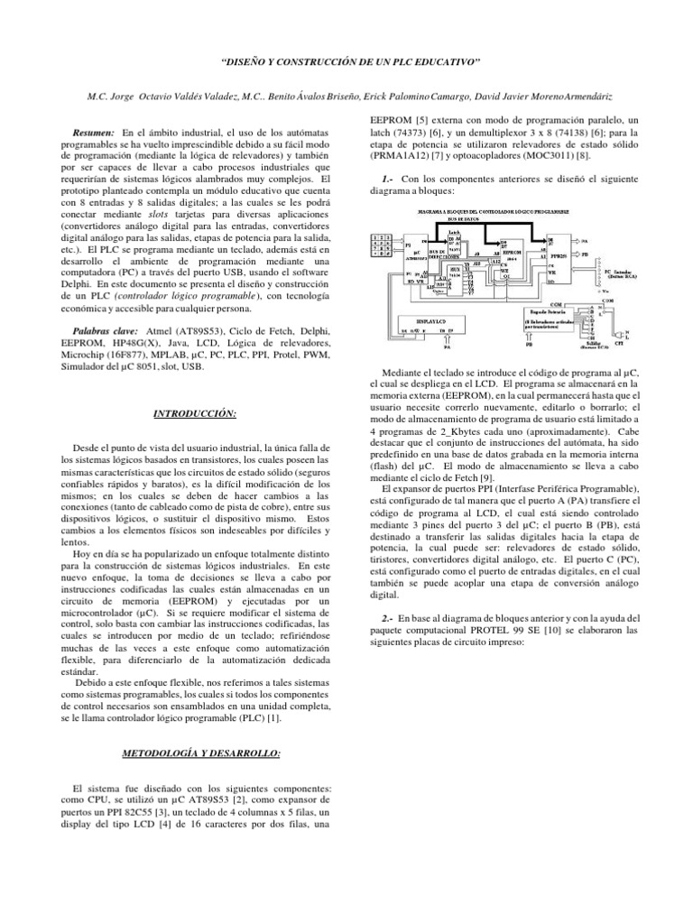Diseño y Construcción de Un PLC | PDF | Microcontrolador | Controlador ...