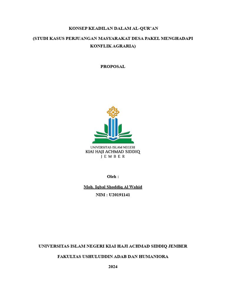 KONSEP KEADILAN DALAM AL QUR'AN Proposal Iqbal | PDF