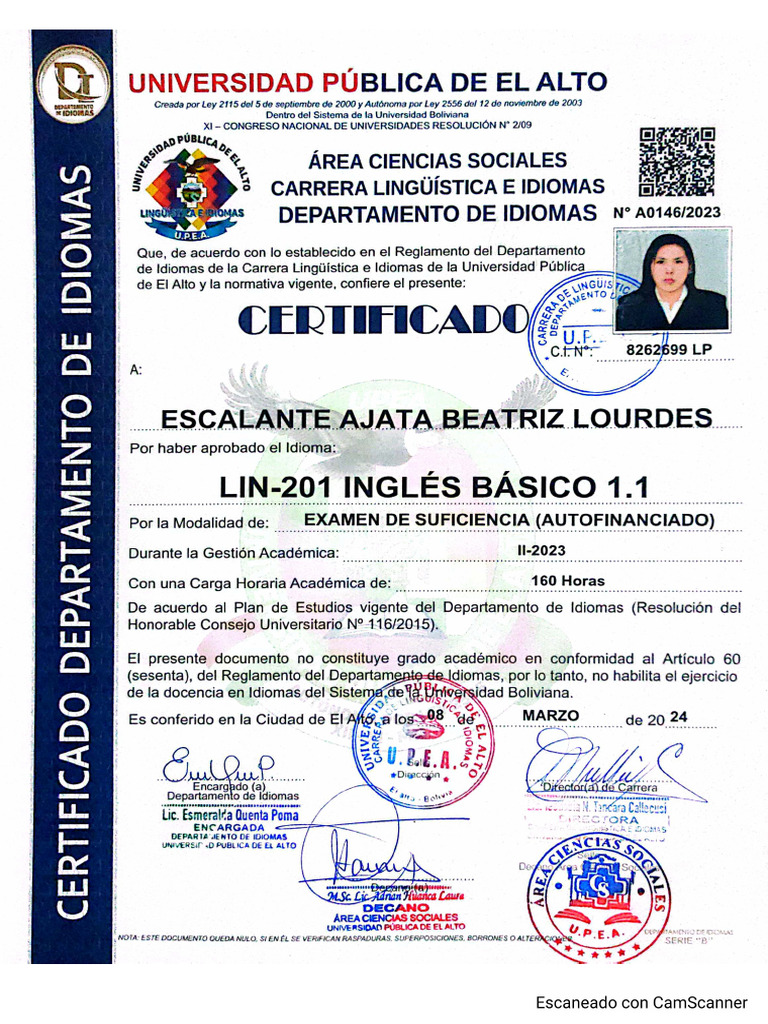 Certificado de Ingles | PDF
