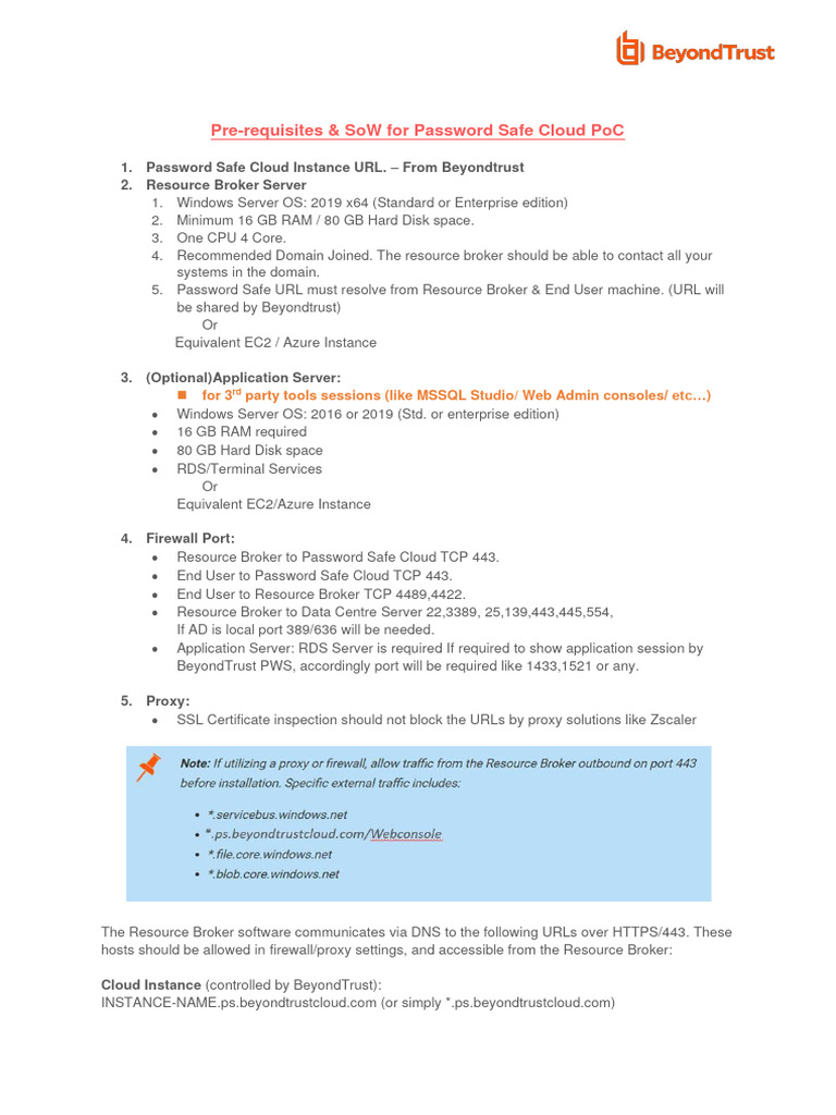 Password Safe Cloud PoC Requirements | PDF | Proxy Server | Microsoft Windows