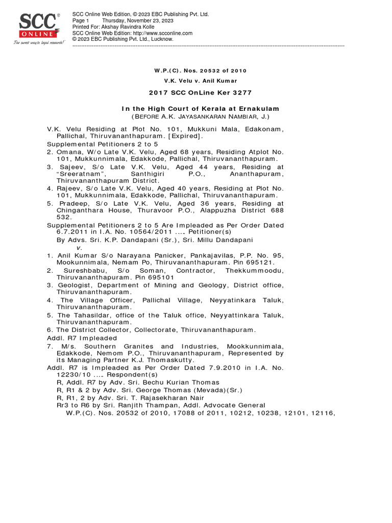 V.K Velu v. Anil Kumar | PDF | Common Law