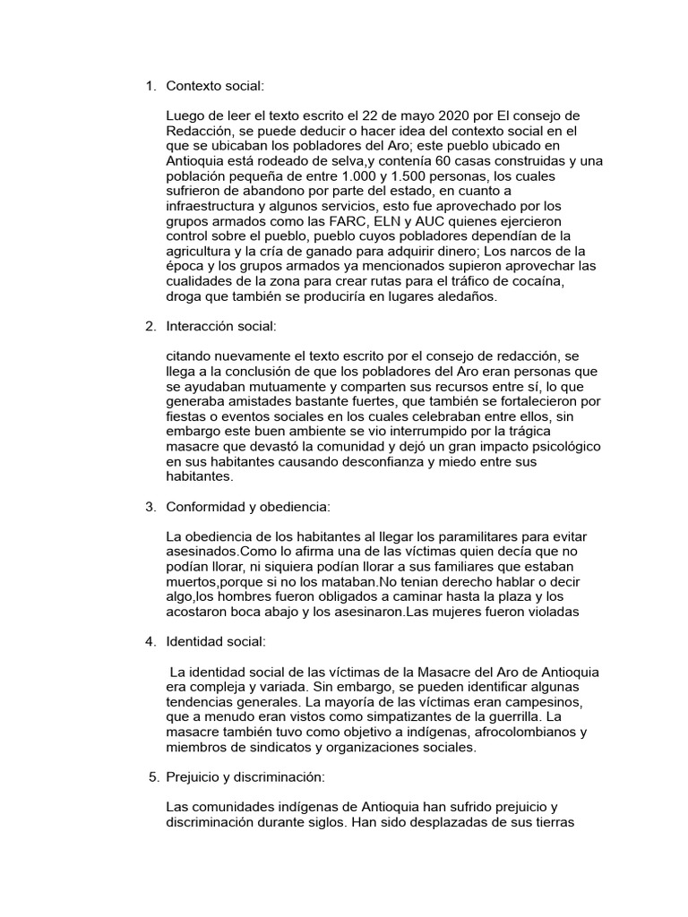 Psicología Social, Masacre del Aro | PDF | Desigualdad social | Discriminación y relaciones raciales