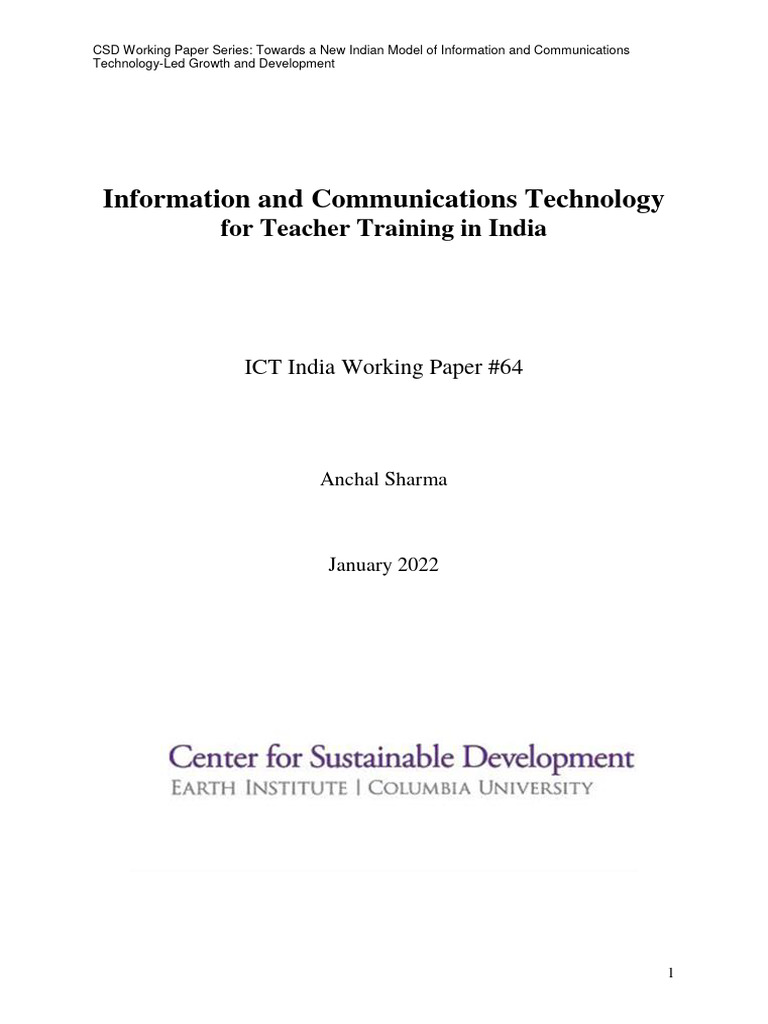 ICT in Teacher Training in India | PDF | Educational Technology ...