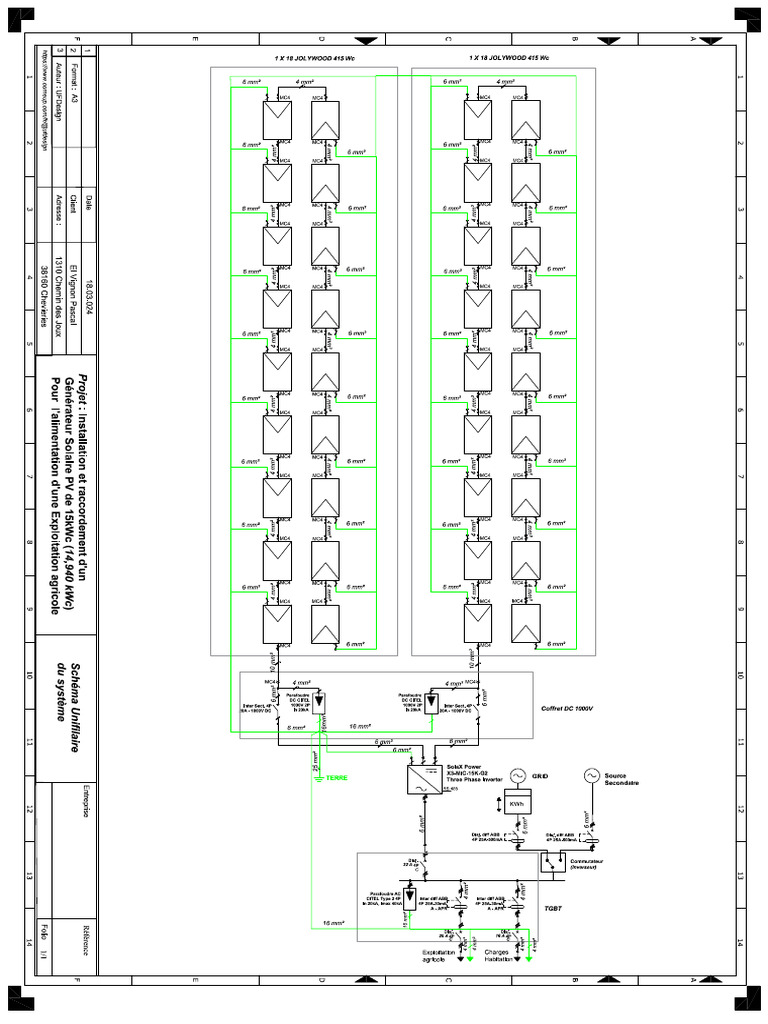 18,03,2024, Schéma Unifilaire Installation PV Layout | PDF