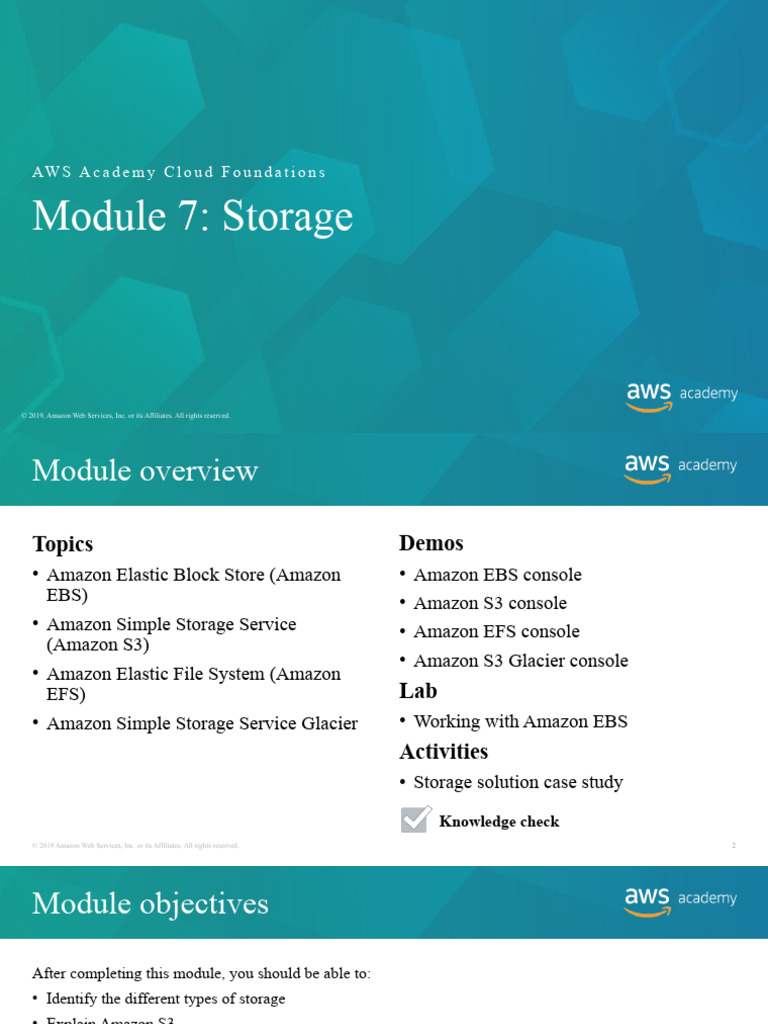 AcademyCloudFoundations Module 07 | PDF | Amazon Web Services | Computer Data Storage