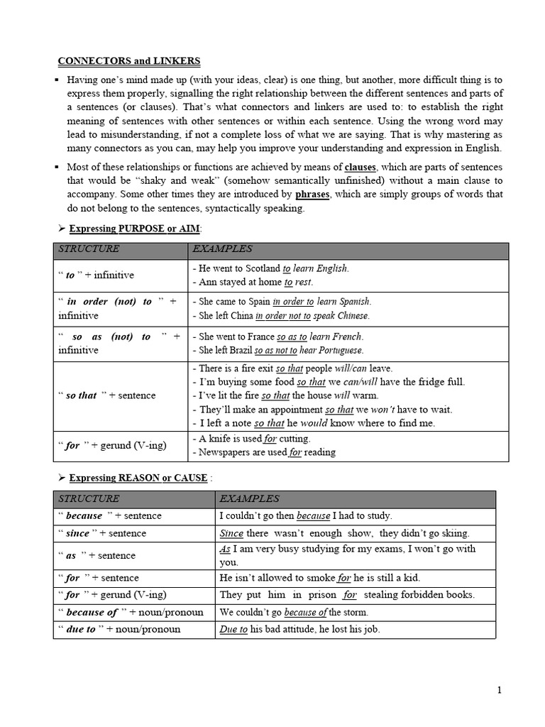 Linkers | Download Free PDF | Noun | Sentence (Linguistics)