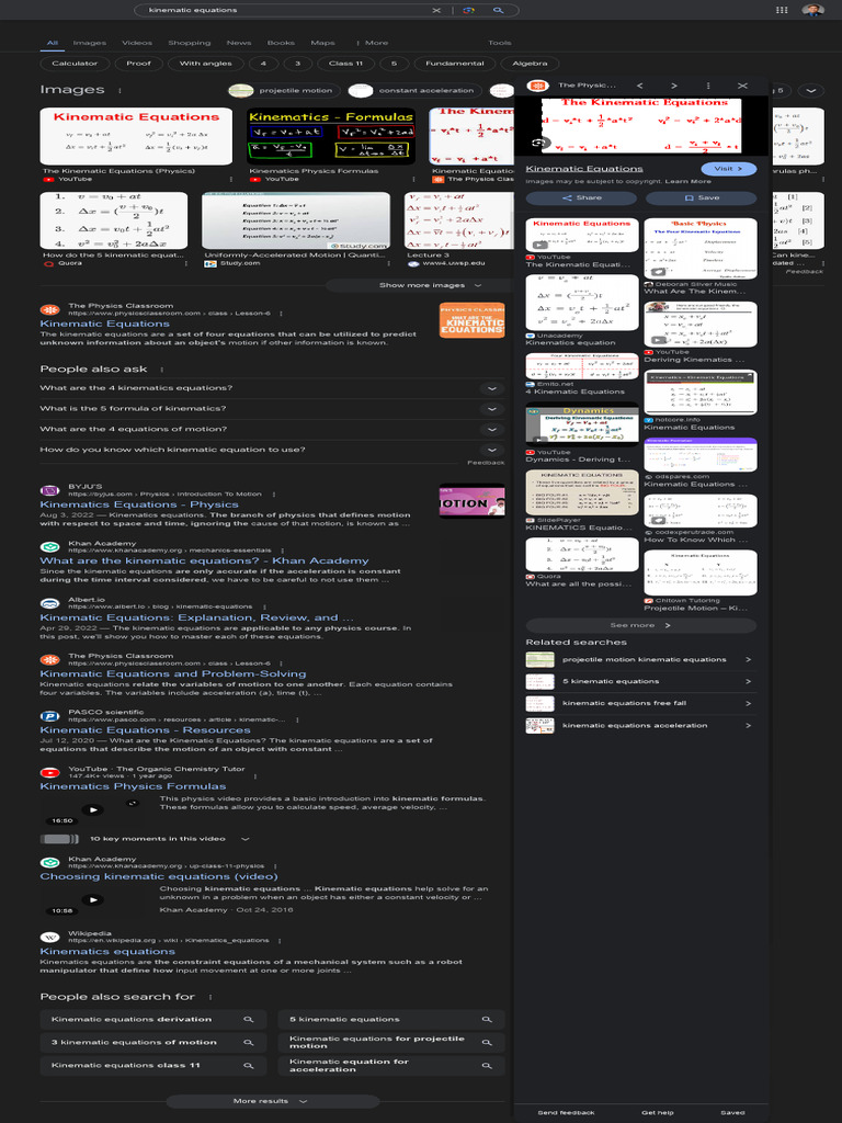 Kinematic Equations - Google Search | PDF | Kinematics | Acceleration
