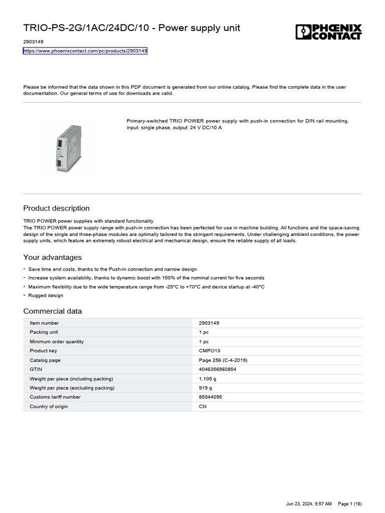 Phoenix Contact 2903149 en | PDF | Power Supply | Alternating Current