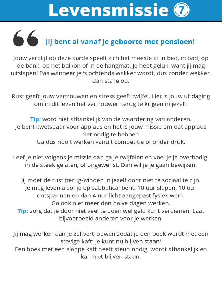 Levensmissie 7 Albert Jansen Deepcoaching | PDF