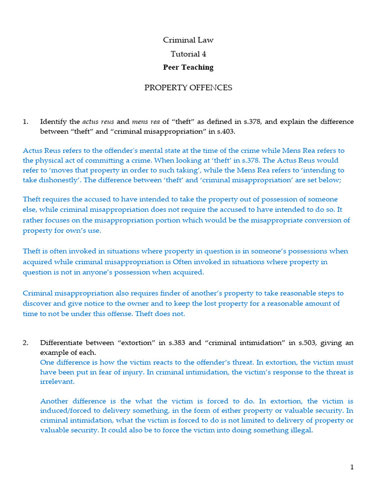 Understanding Property Offences in Criminal Law | PDF | Theft | Robbery