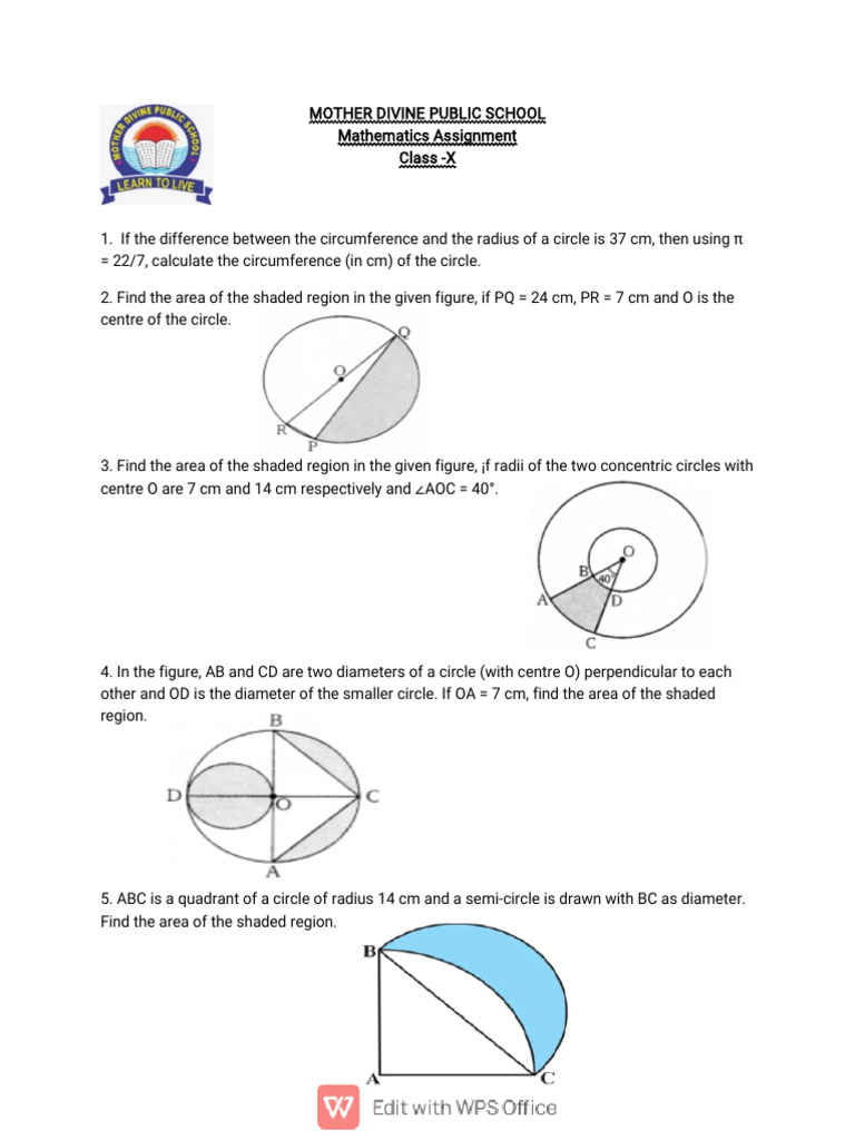 Class 10 Math Circle Problems | PDF | Science & Mathematics