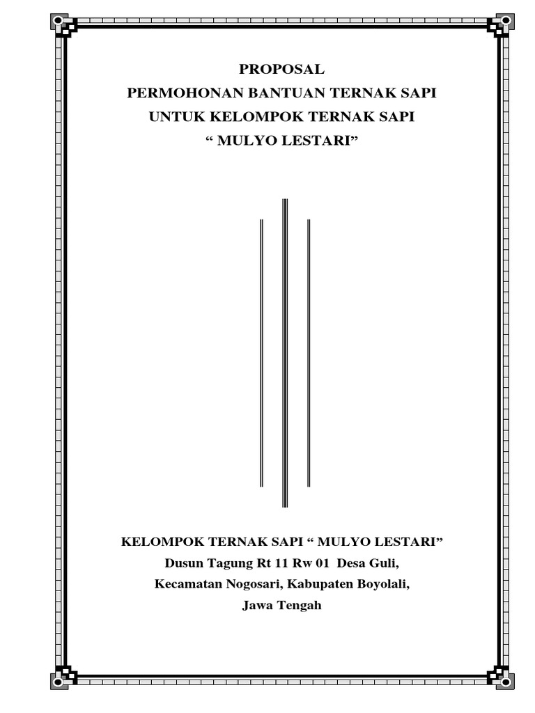 Proposal Ternak Sapi Mulyo Lestari GULI Pengajuan Provinsi | PDF
