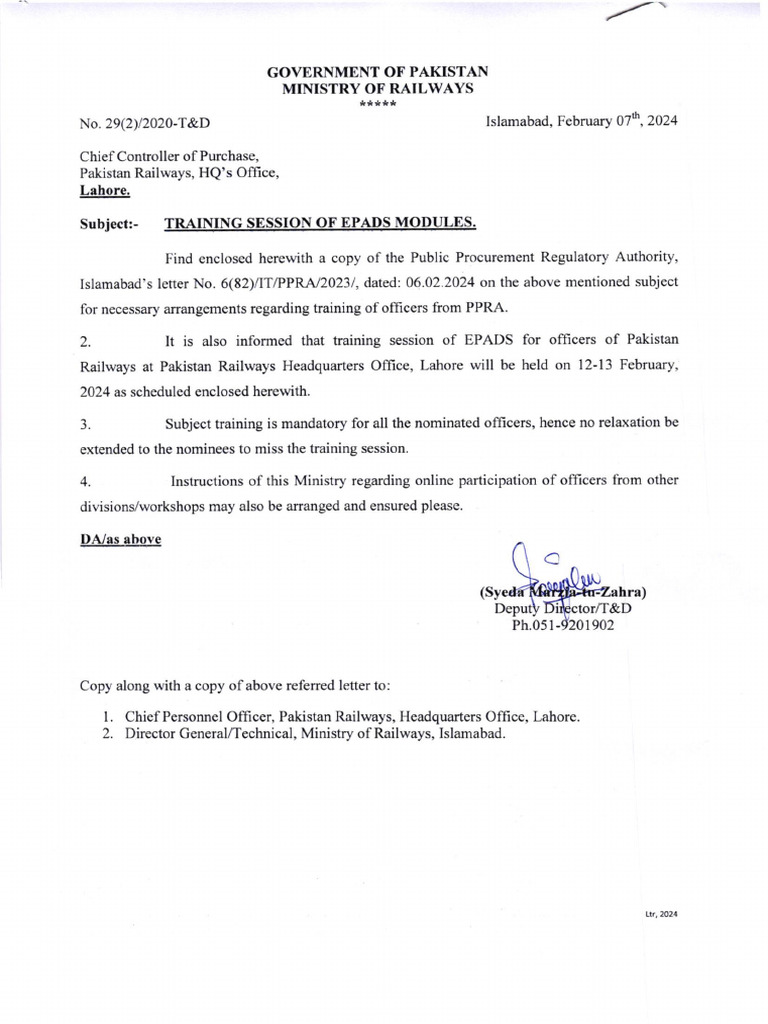 EPADS Letter Dated 07.02.2024 | PDF | Procurement | Public Law