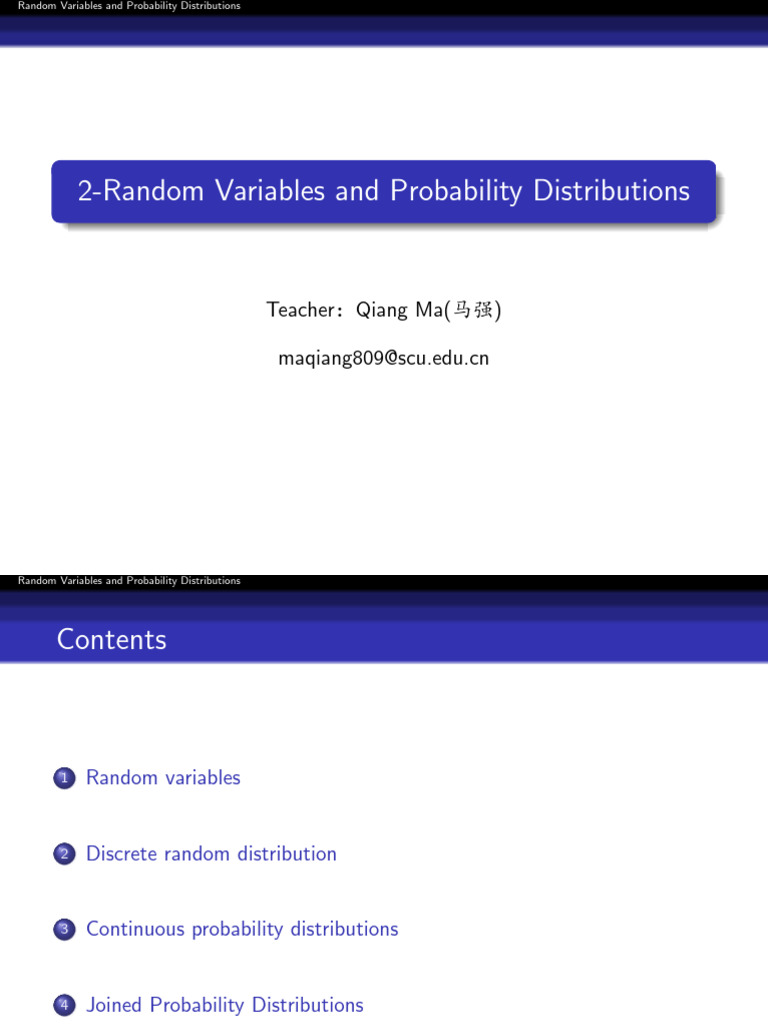2-Random_variables | Download Free PDF | Probability Distribution | Random Variable