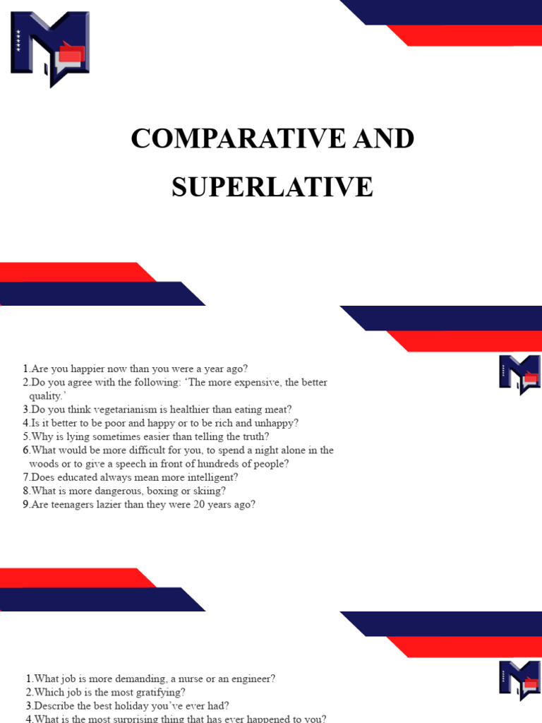 Comparative and Superlative Speaking | PDF | Cooking, Food & Wine ...