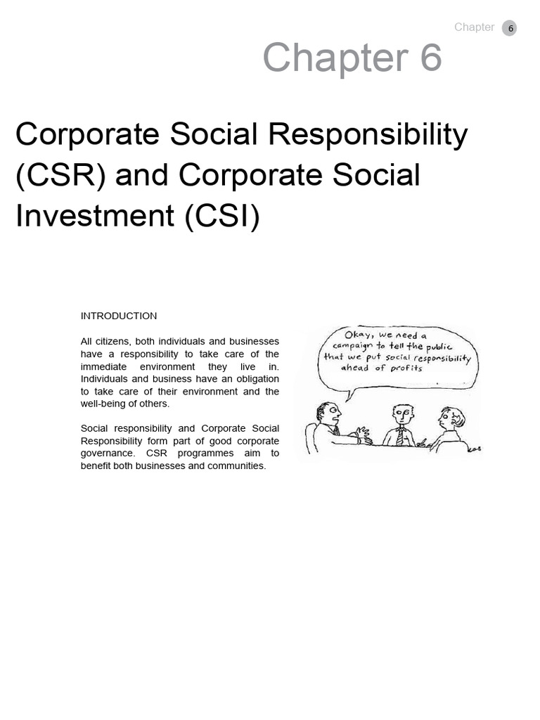 Chapter 6 CSR & CSI | PDF | Corporate Social Responsibility | Employment