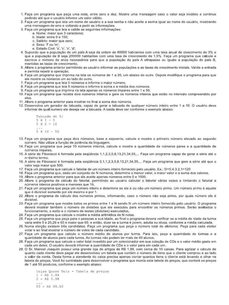 Lista 3 | PDF