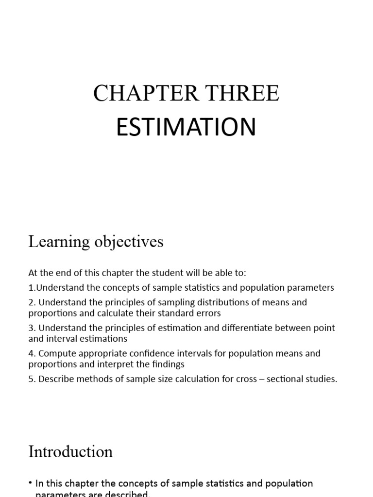 Chapter Three - Estimation | PDF | Standard Deviation | Sample Size ...