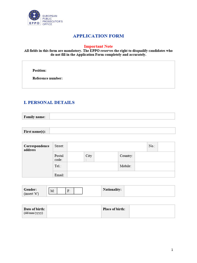EPPO Application Form Guidelines | PDF | Diploma