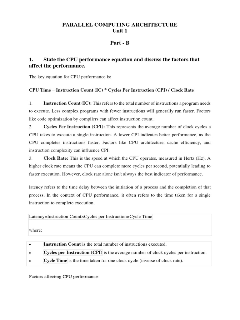 Questions With Answers | PDF | Central Processing Unit | Parallel Computing
