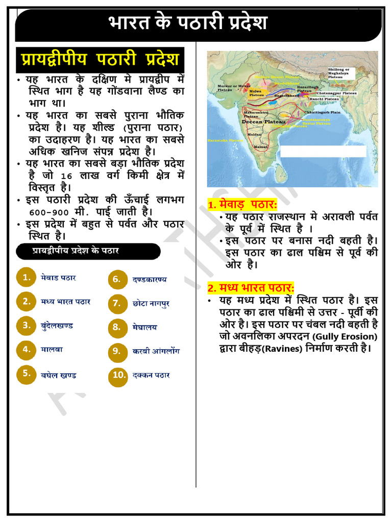 Plateaus of India (Hindi) | PDF