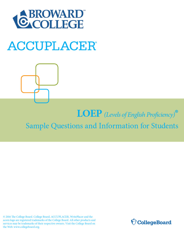 LOEP Test Information and Sample Questions | PDF | Peanuts | English As ...