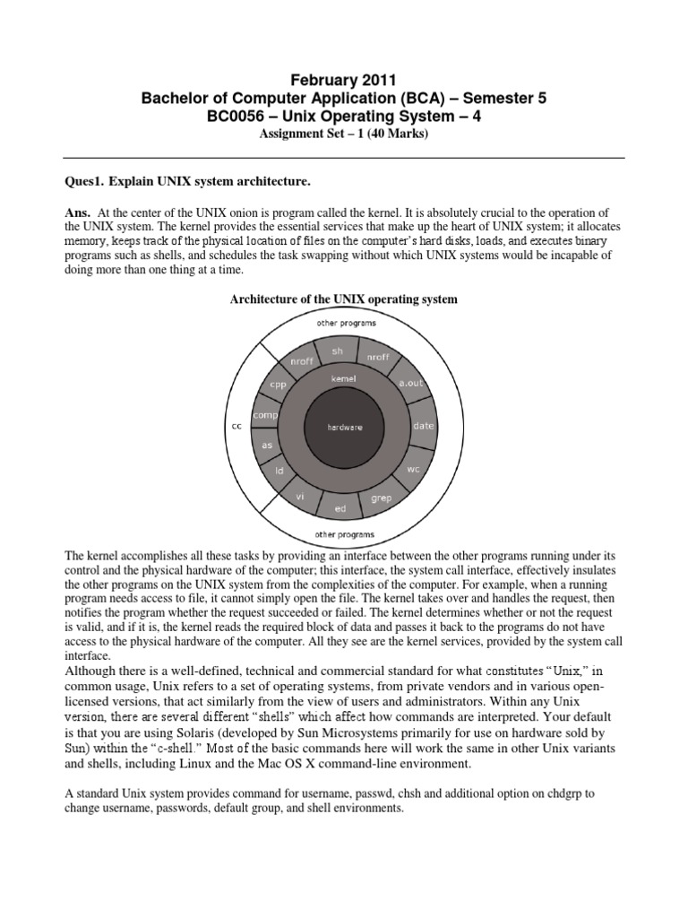 Smu Bca 5th Sem 2011 Unix Pdf Operating System File System