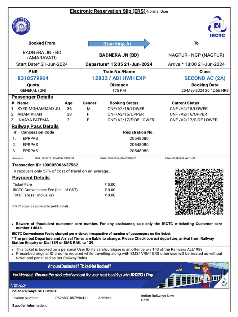 21 June BD To NGP Ticket | PDF | Identity Document