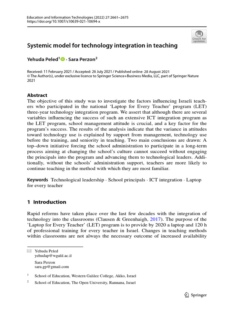 Systemic Model For Technology Integration in Teaching | PDF | Structural Equation Modeling ...