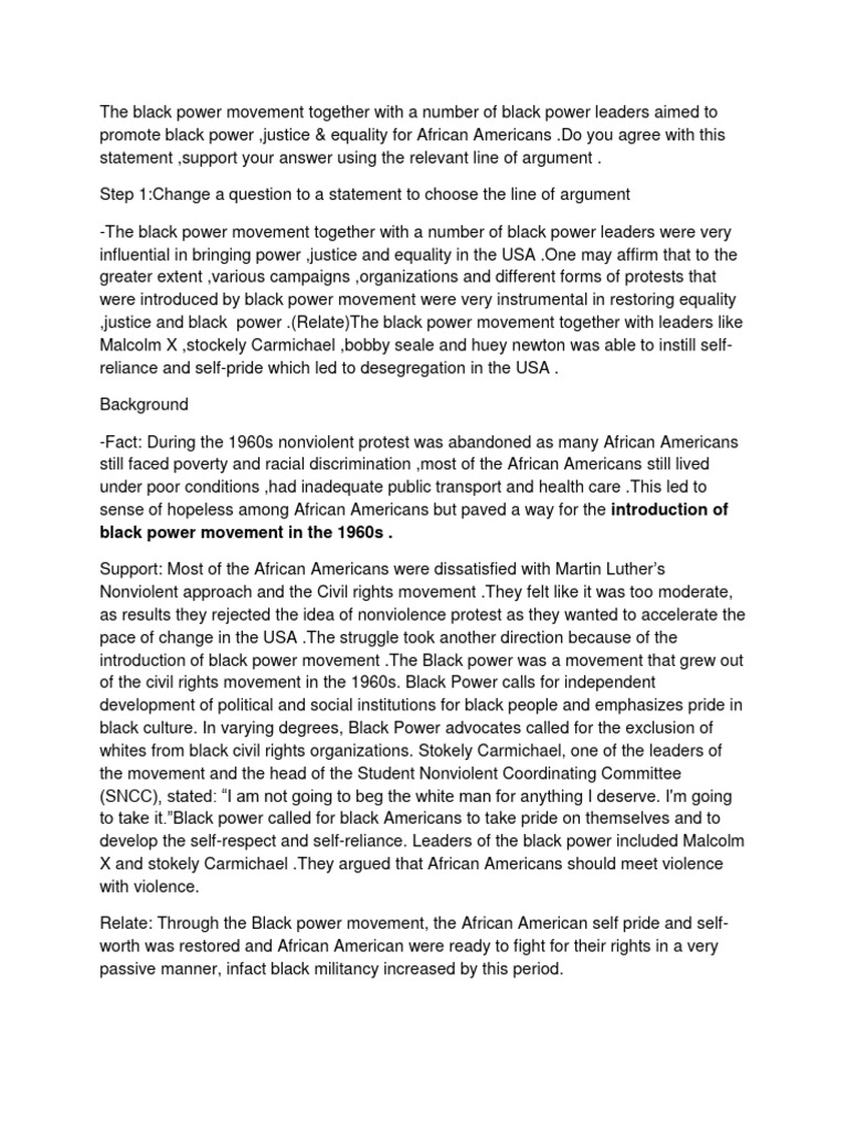 The Black Power Movement Together With A Number of Black Power Leaders ...