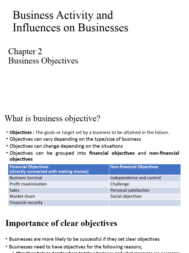Edexcel Chapter 2 Business Objectives | PDF | Business | Profit (Economics)