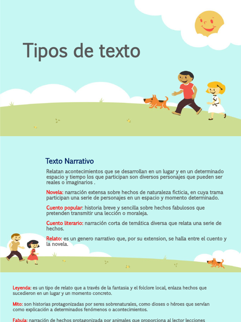 Tipos de Texto | PDF | Narración | Poesía épica