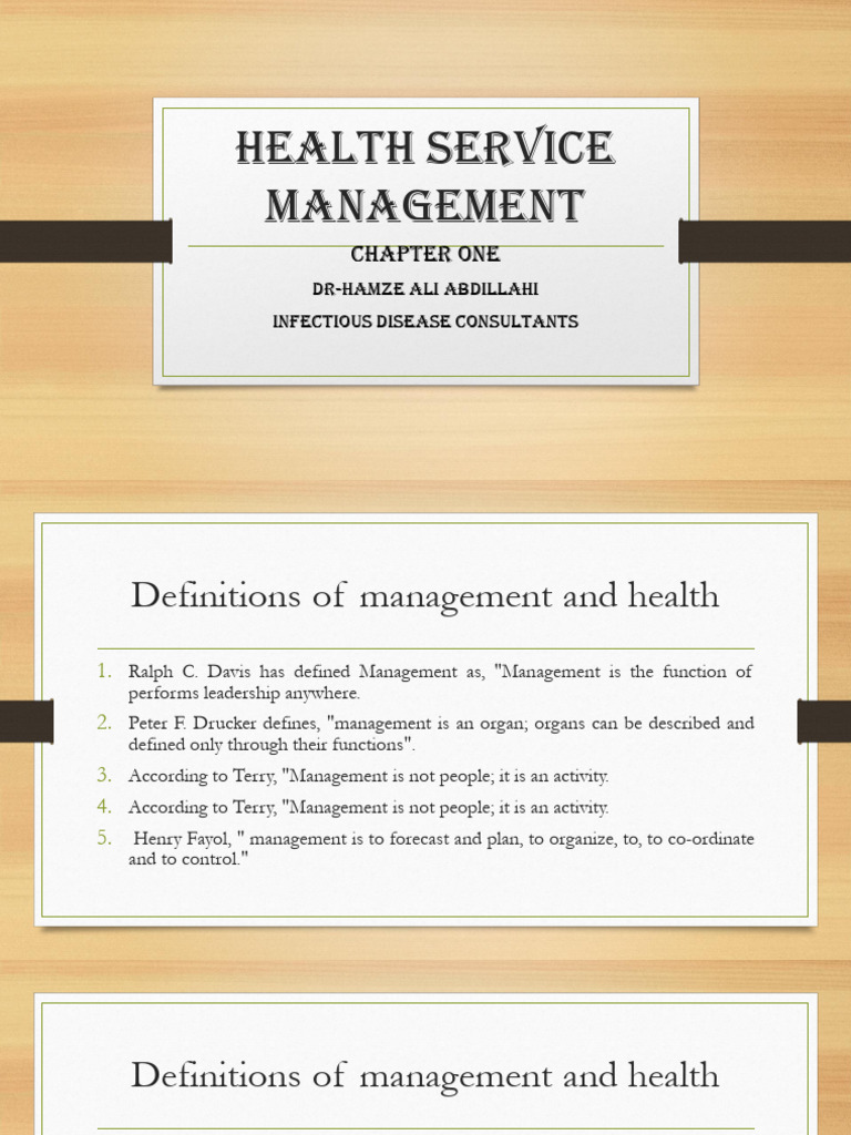 Health Service Management Chapter One | PDF | Public Health | Science