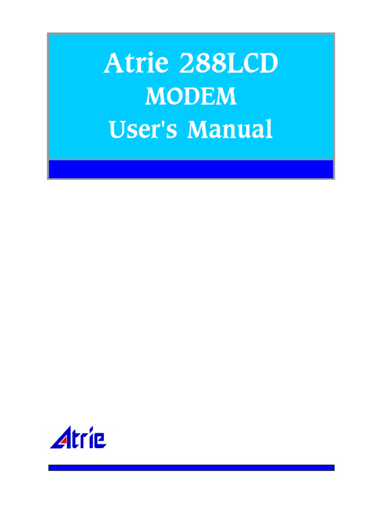 Atrie 288 LCD Modem User S Manual | PDF | Computer Science ...