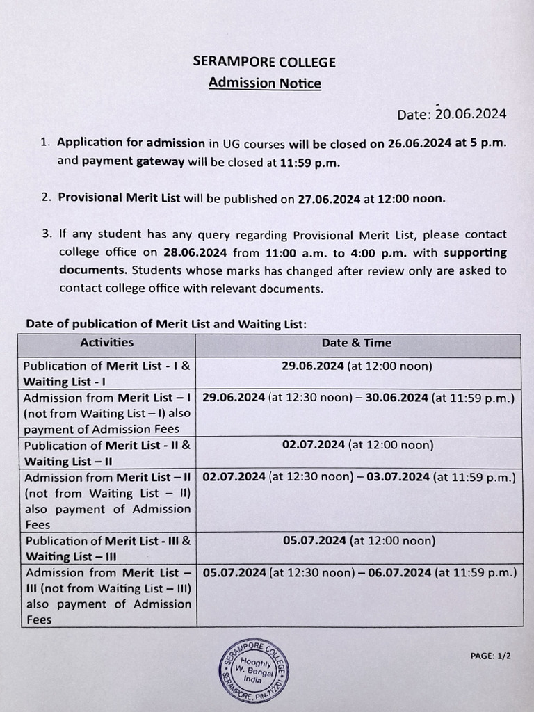 Notification UG Admission 2024 2025 20june 2024 | PDF