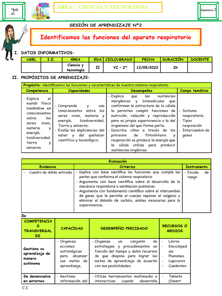 2° Sesión de Aprendizaje Sesión 2-Sem.1-Exp.2-Cyt | PDF | Sistema respiratorio | Organismos