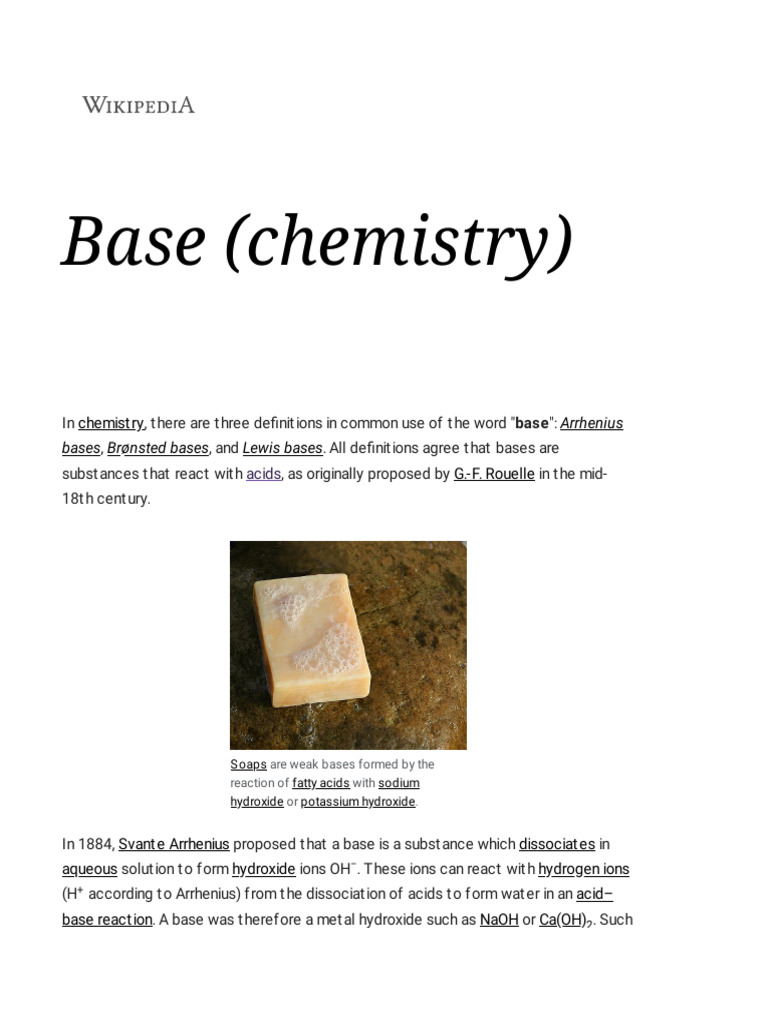 Understanding Chemical Bases in Chemistry | PDF | Acid | Hydroxide