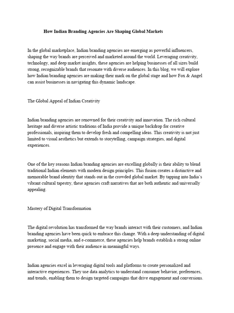 Indian Branding's Global Influence | PDF | Brand | Analytics