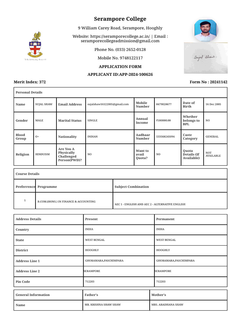 Print Application Form | PDF