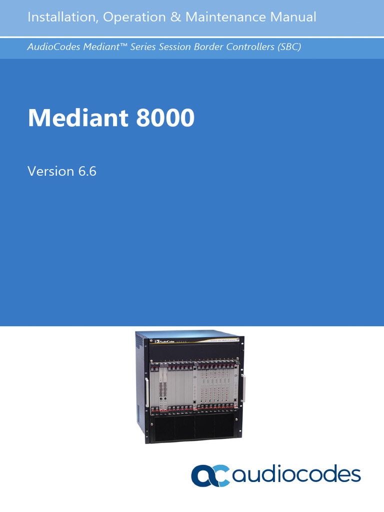 Mediant 8000 Installation Operation Manual Ver 66 | PDF | Computer Network | Internet Protocols
