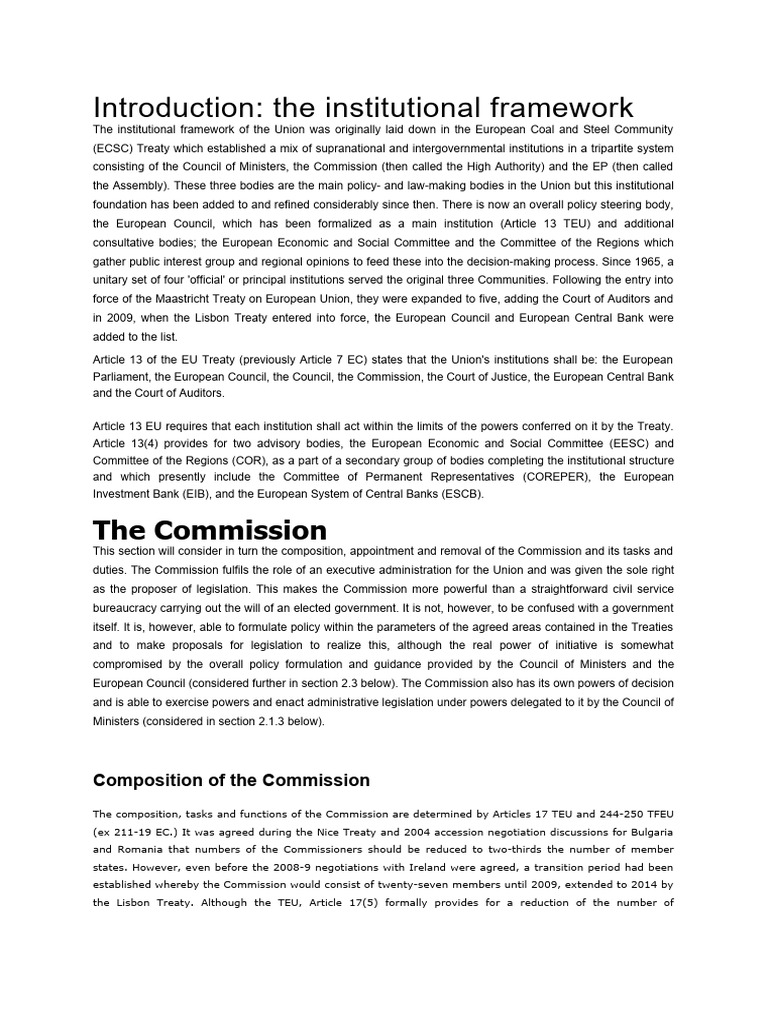 EU Institutional Framework Overview | PDF | European Commission ...