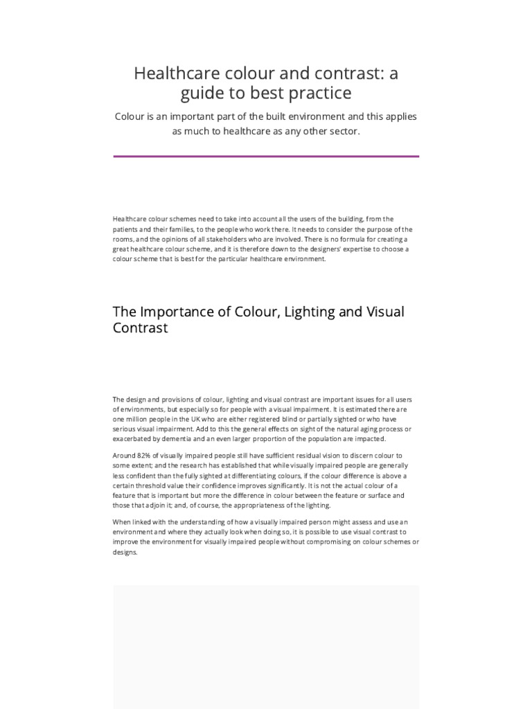 Healthcare Colour and Contrast - A Guide To Best Practice - Dulux Trade ...