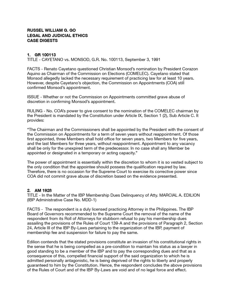 6 Case Digests - Legal and Judicial Ethics | PDF | Lawyer | Prosecutor