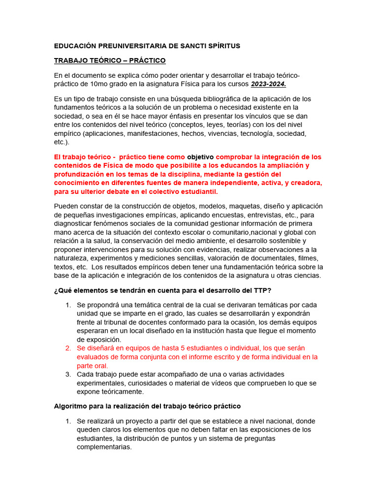 TTP - 10 - Curso - 23-24 Ok | PDF | Teoría | Evaluación