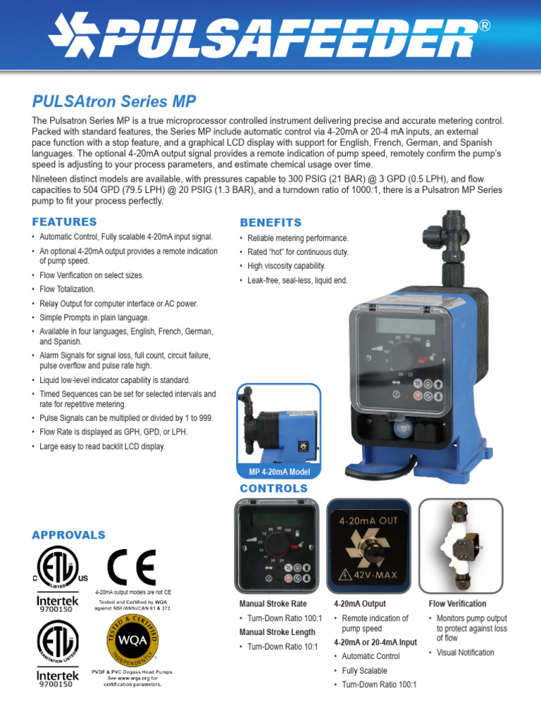 Pulsatron Series MP Tech Sheet | PDF | Valve | Amplifier