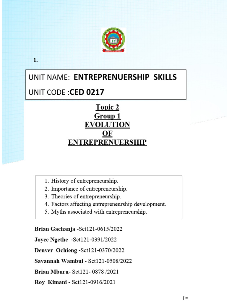 Evolution - of - Enterprenuership 2024 | PDF | Entrepreneurship | Motivation
