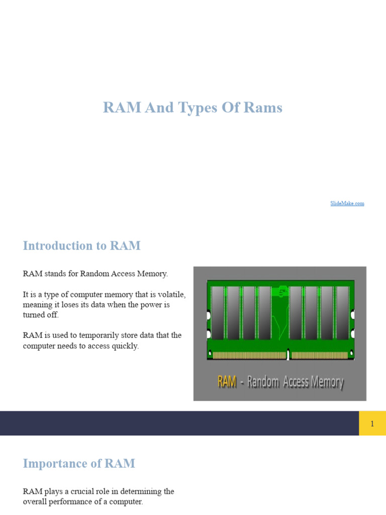RAM and Types of Rams | PDF | Random Access Memory | Dynamic Random Access Memory