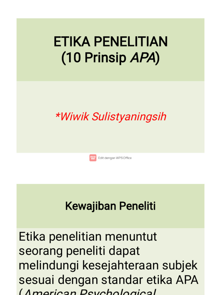 10 Prinsip Etika APA | PDF